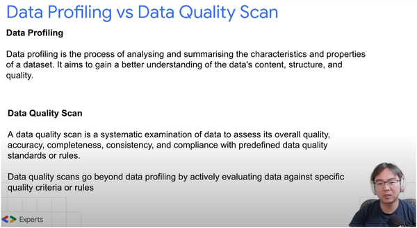 Automated data profiling and quality scan via Dataplex